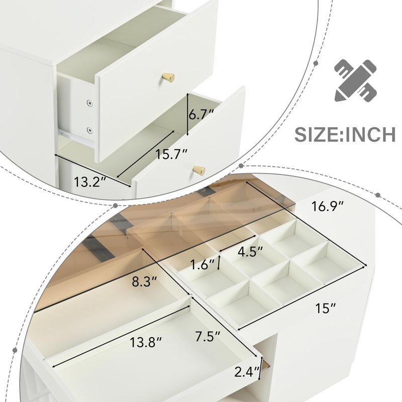 Magic Racks Modern Luxury Multi-Functional Island Vanity Dresser | Wayfair